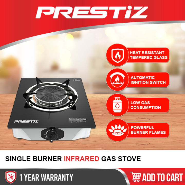 Prestiz Gas Stove Single Infrared and Non Infrared Burner Tempered ...