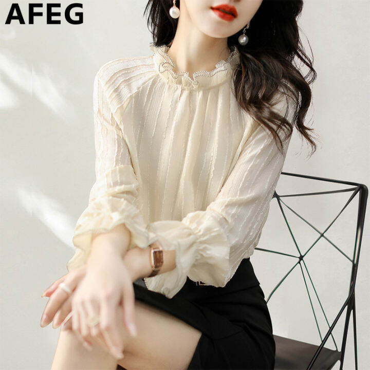 AFEG สีทึบเวอร์ชั่นเกาหลียืนคอแฟชั่นที่เรียบง่ายหลวมทุกการแข่งขันอารมณ์ ...