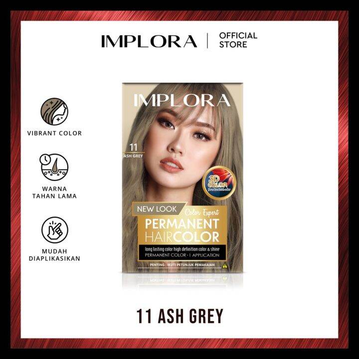 IMPLORA New Permanent Hair Color Ash Grey | Cat Rambut Implora ...