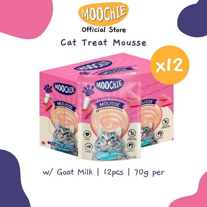 Moochie Value Box Wet Cat Treat Tuna Mousse W/ Goat Milk 70g Pouch X12 | Lazada PH