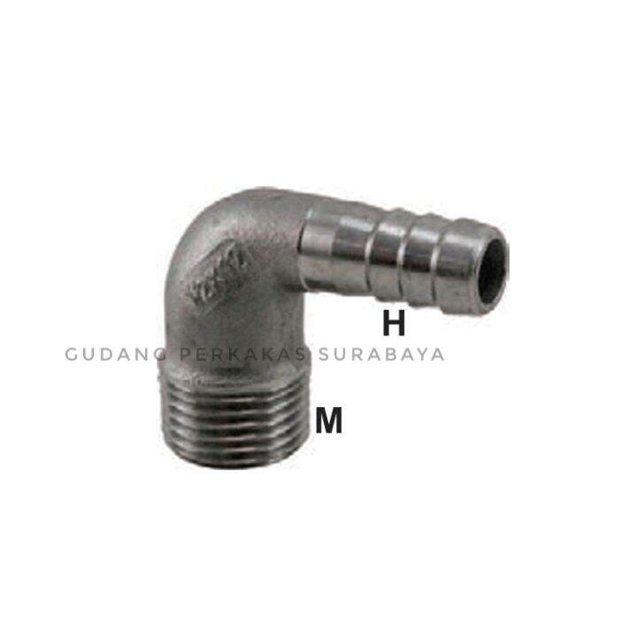 MALE HOSE ELBOW SUS304 NEPEL SELANG L TYPE KNEE PIPA SAMBUNGAN SELANG ...