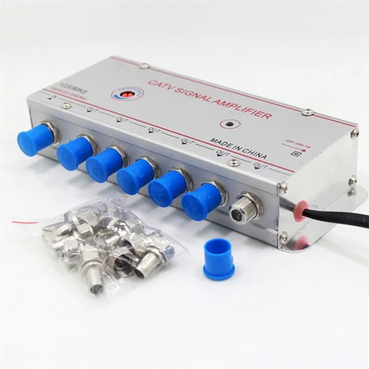 1 In 6 Out CATV Cable Digital TV Video Signal Amplifier AMP Booster ...