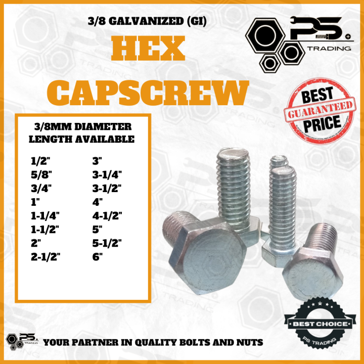 3/8 (16TPI) GALVANIZED (GI) HEX BOLT | HEXAGONAL BOLT | ORDINARY LOCAL ...