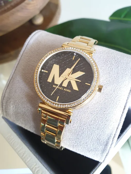 Original Michael Kors Sofie MK4334 Three-Hand 36mm Gold , Black Dial ...