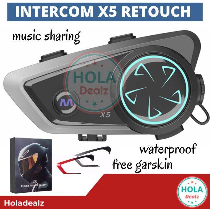 RETOUCH INTERCOM X5 RETOUCH BLUETOOTH HELM MUSIC SHARING INTERKOM X5 | Lazada Indonesia