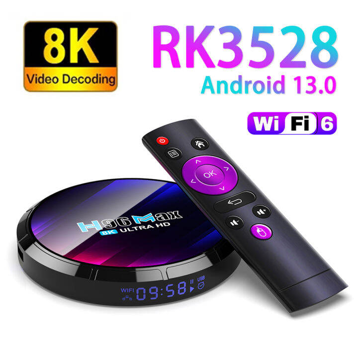 TV pintar Box 4G-64GB H96 Max Android 13.0, RK3528 Quad-Core dengan 2.4G WiFi 4K Ultra HD ...
