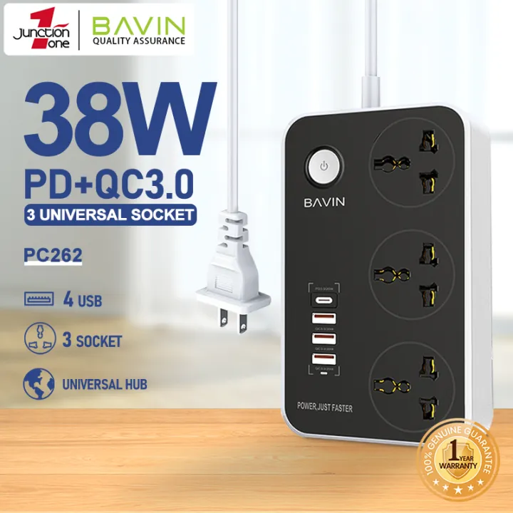 BAVIN PC262 7 in 1 USB Charger HUB Extension w/ PD 20W Type-C Plus USB ...