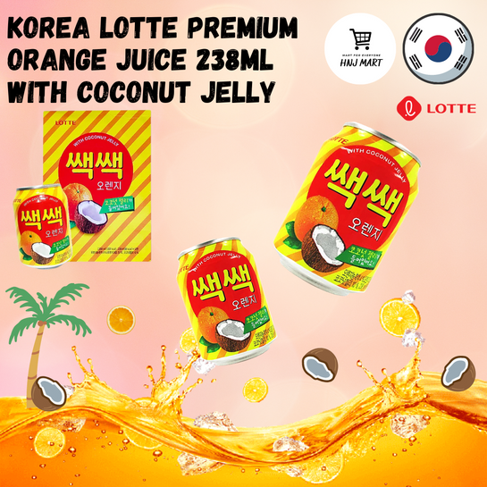 Korea Lotte Premium Orange Juice with coconut jelly 238ml Lotte SAC SAC Orange Juice with ...