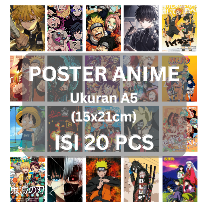 Poster Isi 20 Pcs Ukuran A5 Poster Anime Murah Poster Dinding Anime Poster Gambar Anime