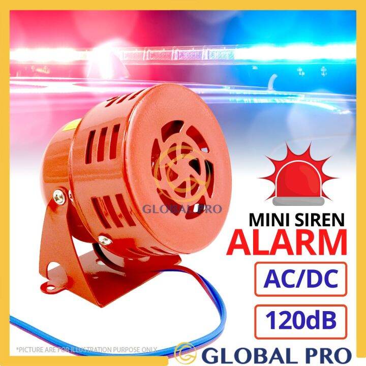 Mini Motor Siren AC240V / DC24V Horn Home Alarm House Lorry Red Metal ...