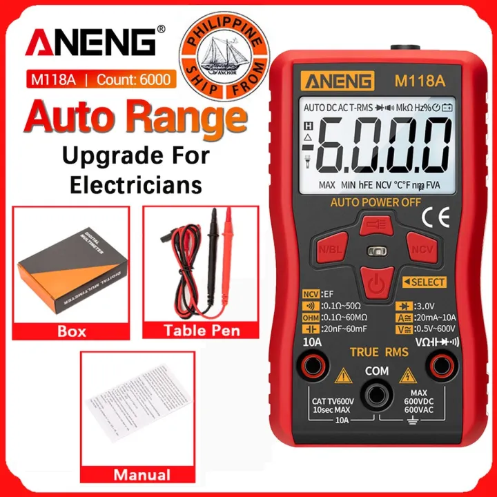ANENG Auto Multi Tester Range Digital Multimeter Portable 6000 Counts ...