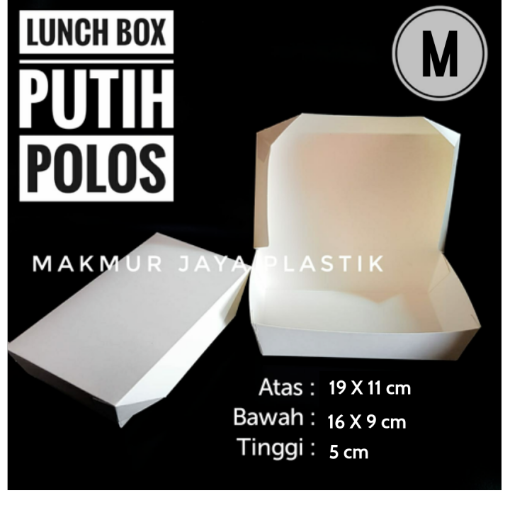 LUNCH BOX PUTIH POLOS LAMINASI MODEL LANSUNG UKURAN MEDIUM / FOOD ...