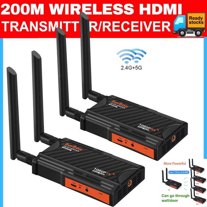 200m Wireless Extender HDMI Audio Video Transmitter and Receiver TX RX ...