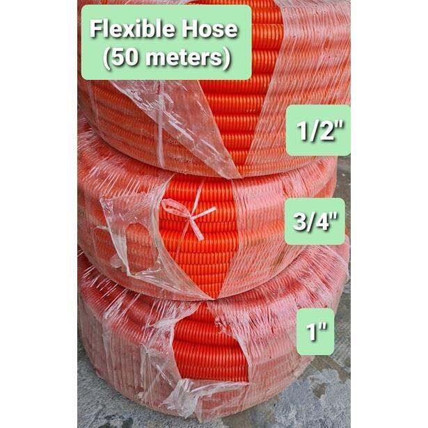 Flexible Hose 1/2 3/4 1 (50 meters per roll) Orange Conduit Flexible Hose Electrical Insulation ...