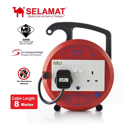 Selamat Extension 2 Gang Cable Reel (8 Meter & ELCB) | Lazada