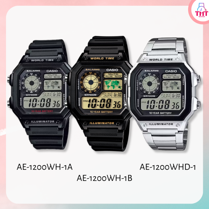 นาฬิกาข้อมือ Casio ดิจิตอล AE-1200WH Series รุ่น AE-1200WH-1A, AE-1200WH-1B, AE-1200WHD-1 ประกัน ...