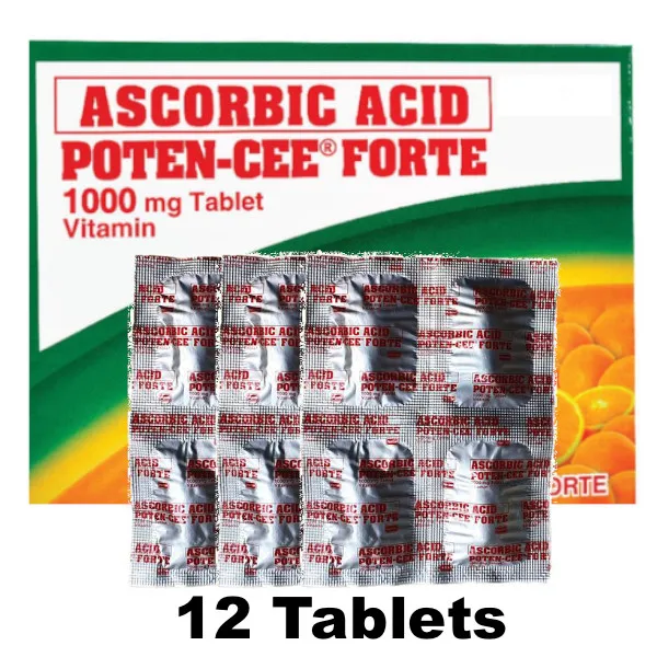 Poten-Cee Forte Ascorbic Acid 1000mg 12 Tablets Poten Cee Loose No Box ...