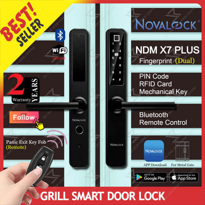 Novalock NDM X7 Plus with REMOTE CONTROL Dual Fingerprint Smart Door ...