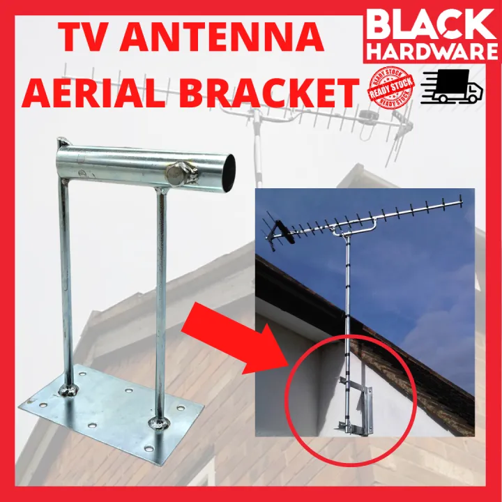 Black Hardware TV Antenna Aerial Bracket Stand Base Tiang Tapak Wall ...