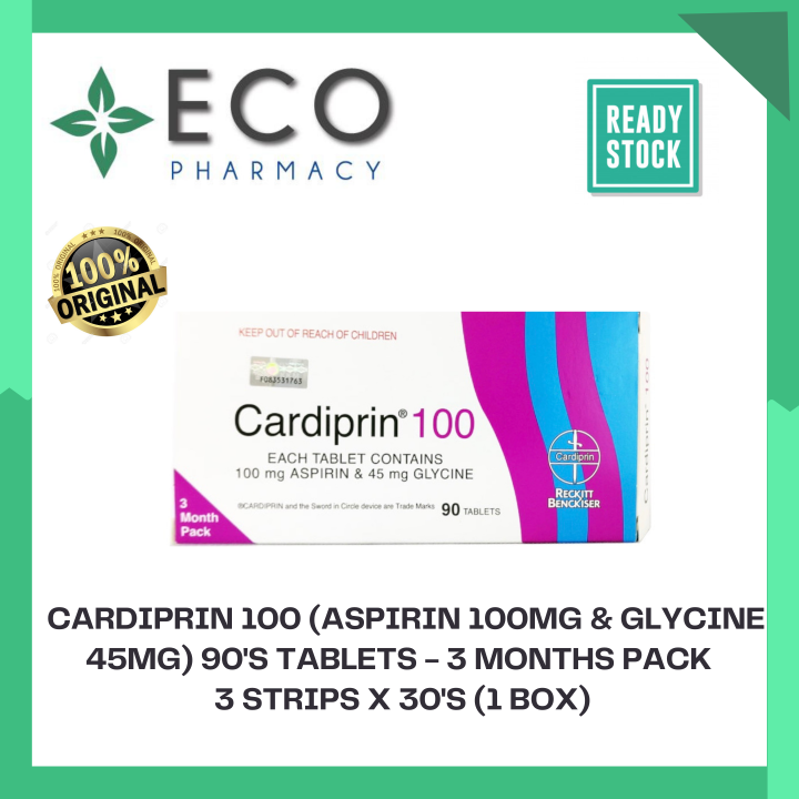 Cardiprin 100 (Aspirin 100mg & Glycine 45mg) 90's Tablets - 3 months ...
