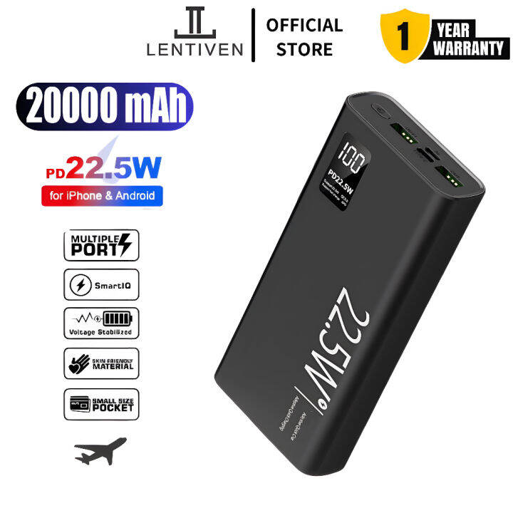 LENTIVEN Powerbank 20000 mAh Mini with Fast Charging BHK7 | Lazada ...