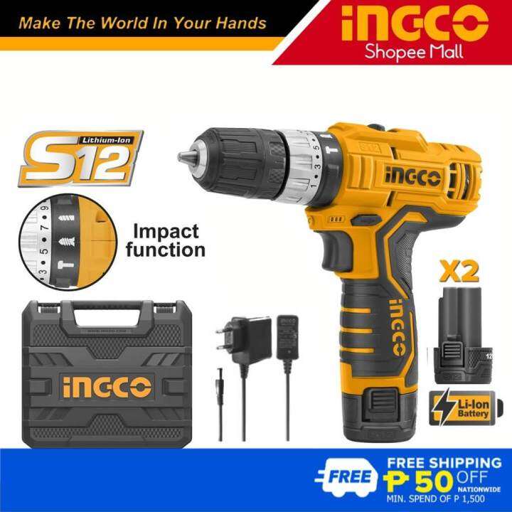 S12 Lithium-Ion Cordless Impact Driver 12V 1.5Ah Ingco CIRLI1201 ...