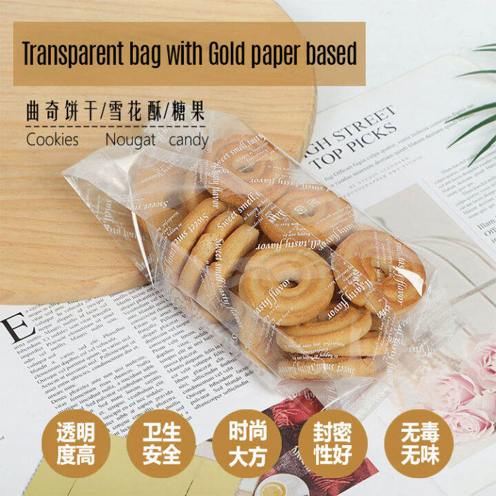 50pcs/pack Transparent Cookies Bag Biscuit Bag Packaging Plastic ...