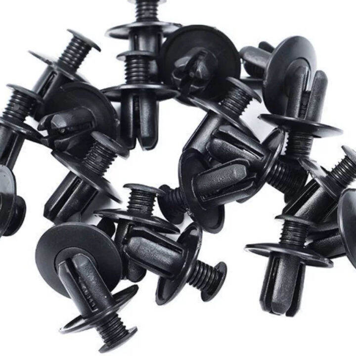 สกรูยึด Paku Keling Plastik 8มม. 50ชิ้นคลิปเข็มขัดนิรภัยรถยนต์หมุดสีดำ ...