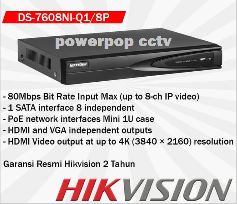 HIKVISION NVR POE 8CH NEW / 8 CHANNEL DS-7608NI-Q1/8P H.265+ | Lazada ...