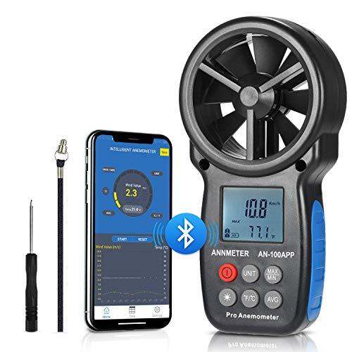 Bluetooth Digital Anemometer, Handheld Wind Speed Meter for Air Flow ...