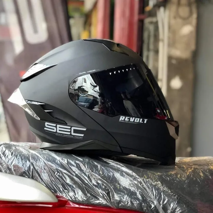 NEW SEC REVOLT DUAL VISOR MODULAR HELMET WITH FREE LENS(CLEAR SMOKE ...