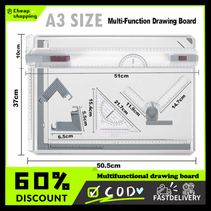 Portable A3/A2 Drawing Board Draft COD Painting Board with Parallel ...