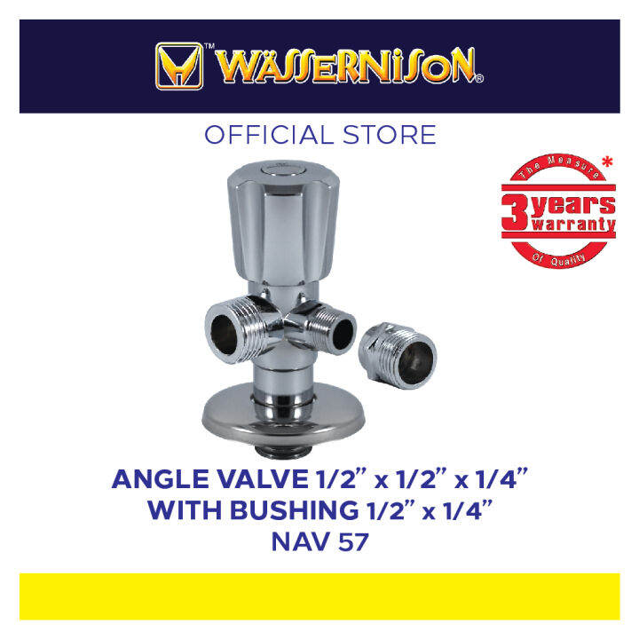 Wassernison Angle Valve 1/2" x 1/4" x 1/4" 2-Way With Bushing | Lazada PH