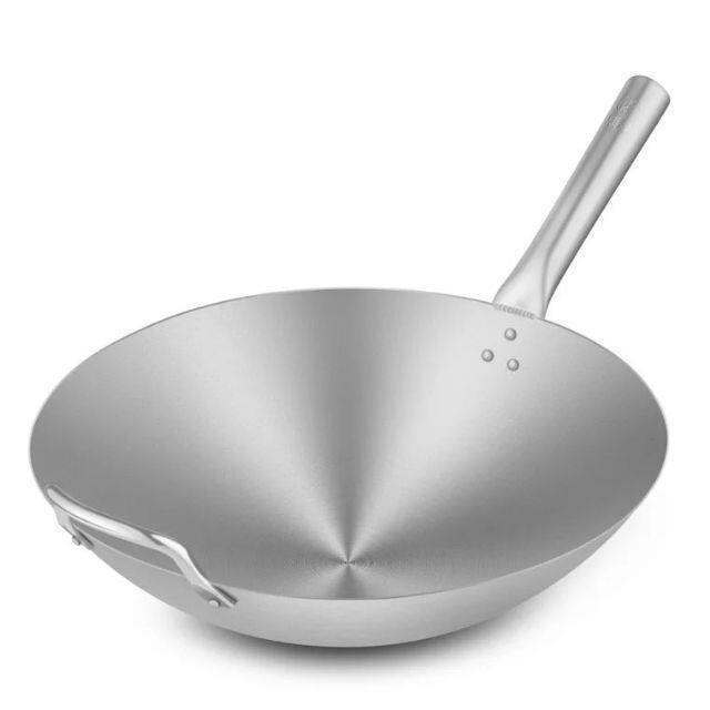 Kawali stainless wok pan non stick with cover non stick frying pan non sticky Chinese seasoned ...