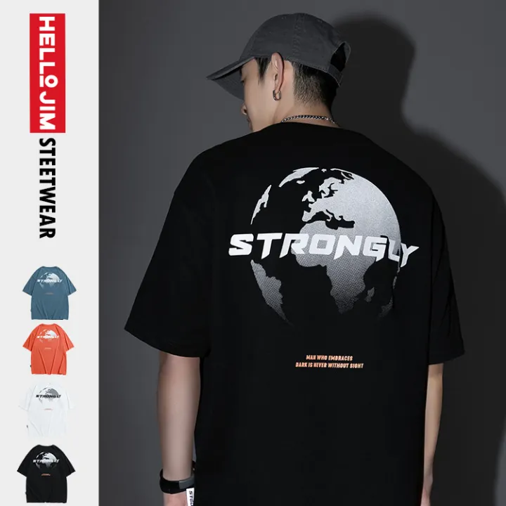 สวัสดีจิมเสื้อยืดคุณภาพสูงสำหรับผู้ชายถนนสวมเสื้อขนาดใหญ่ผู้ชายผ้าฝ้าย ...