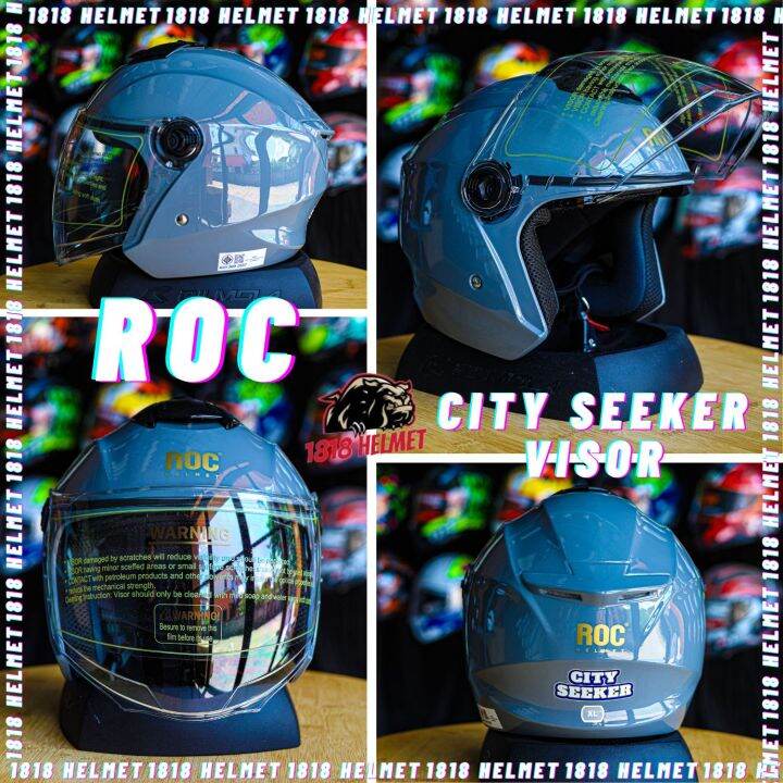 หมวกเปิดหน้า ROC City Seeker ชิลด์นอกใส มีเเว่นกันแดดดำด้านใน (พร้อมจัด ...