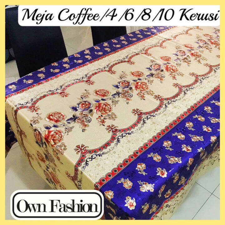 Lapik Meja Korea Gold Base Warna Biru 3D Corak Bunga Alas Meja ...