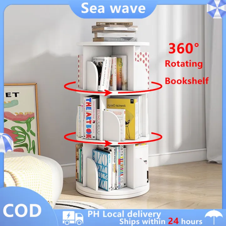 【COD】 Rotating bookshelf 360 degrees simple living room bookshelf space ...