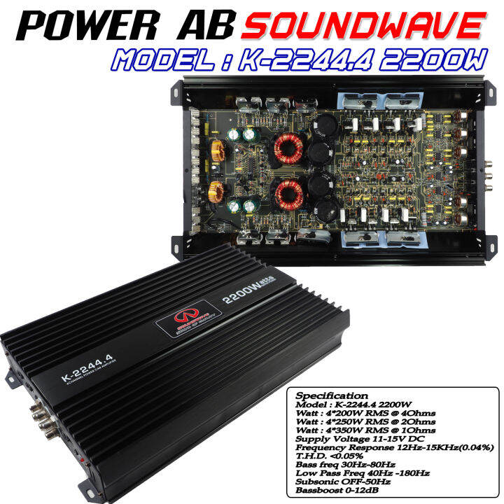 SOUNDWAVE POWER Class AB 4CH SW-2244.4AB เพาเวอร์แอมป์, เพาเวอร์4ชาแนล, เพาเวอร์รถยนต์, เครื่อง ...