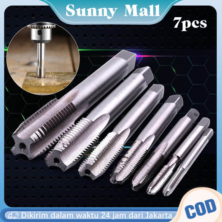 Mata Bor Pembuat Ulir Sekrup 7pcs Mata Bor Tap Die Set M3-M12 Drat Mur Baut Tap Drill Set ...