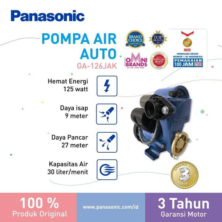 Panasonic GA-126JAK - Pompa Sumur Dangkal Otomatis / Auto Pump | Lazada ...