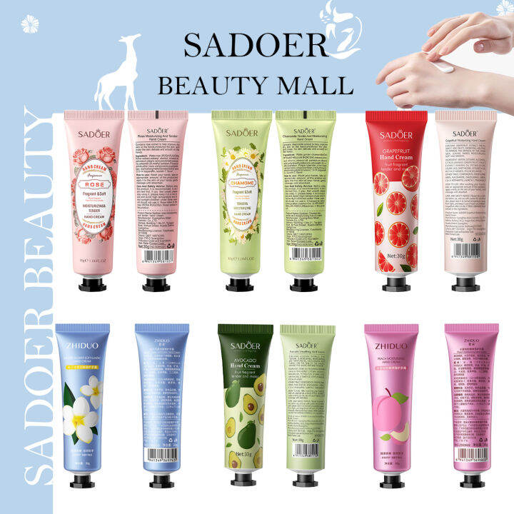 SADOER. Rose Chamomile Avocado Grapefruit Everyday Fragrant Hand Cream 30G 5PCS/SET Gift Nature ...
