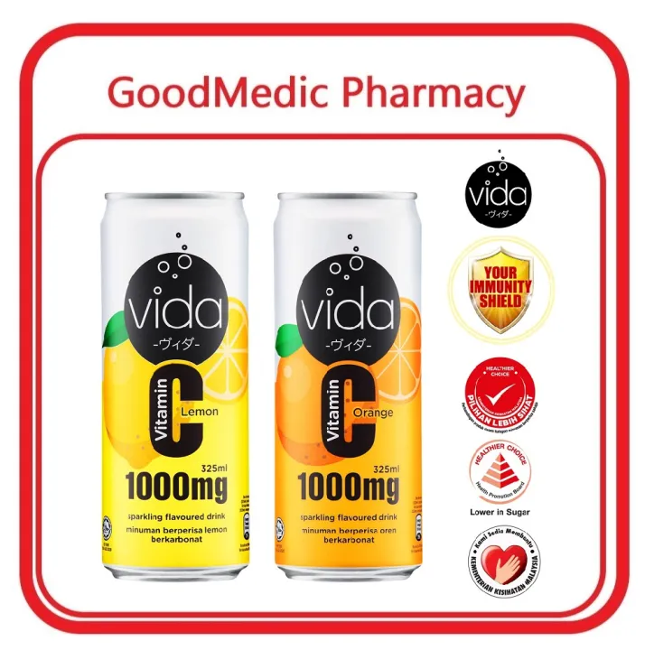 Vida C Vitamin 1000mg Vitamin C Sparkling Drink 325ml (Orange) Halal ...