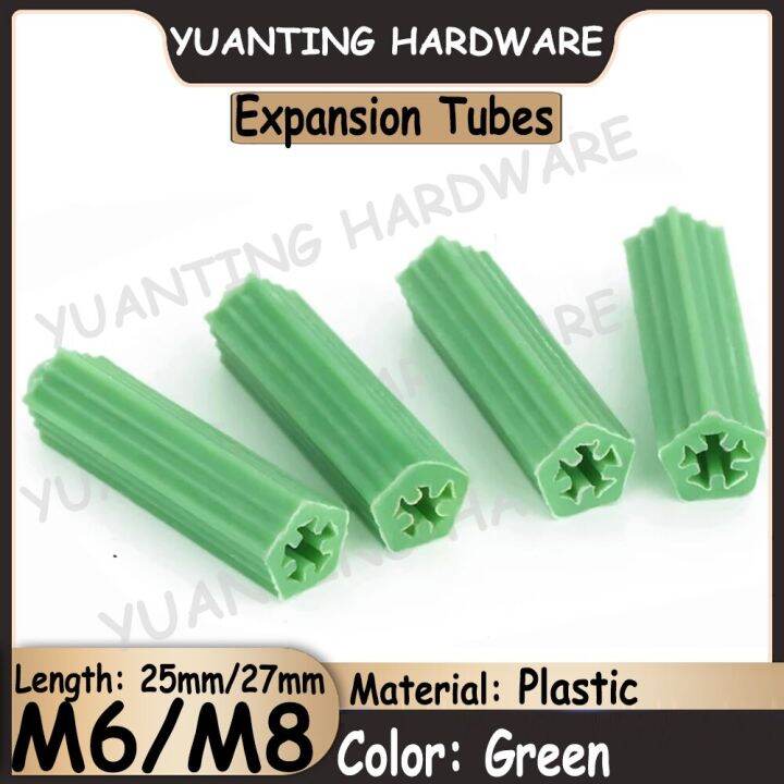 100Pcs/200Pcs M6x25 M8x27 Green Wall Plastic Anchor Bolts Expansion ...