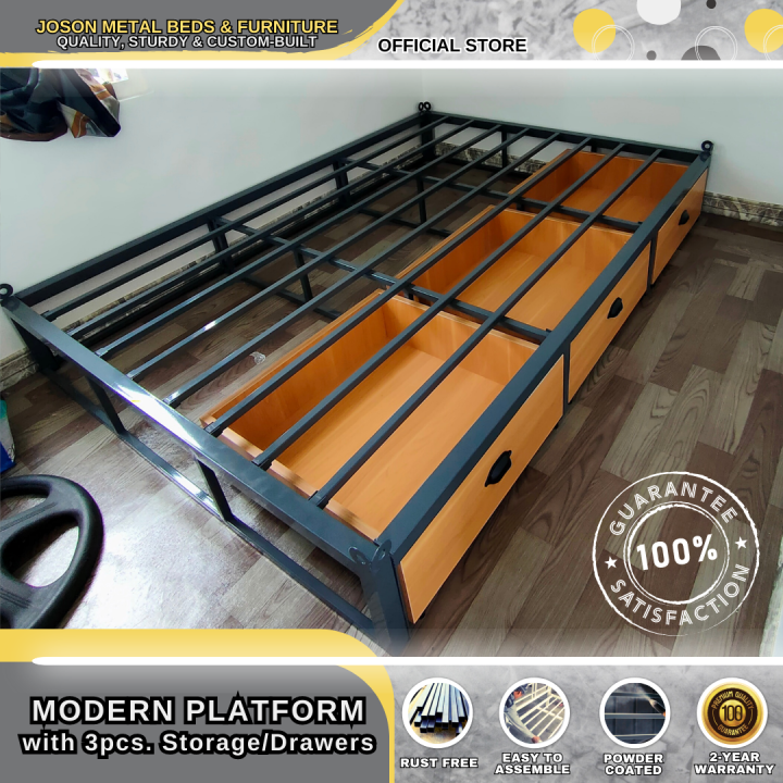 Modern Platform Metal Bed Frame with Storage / Drawers High Quality Available in Single to King ...