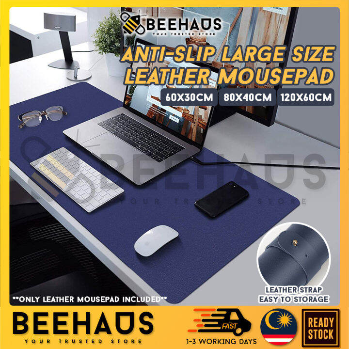 BEEHAUS Stitched Double Side Mouse Pad Large Leather Mousepad Study ...