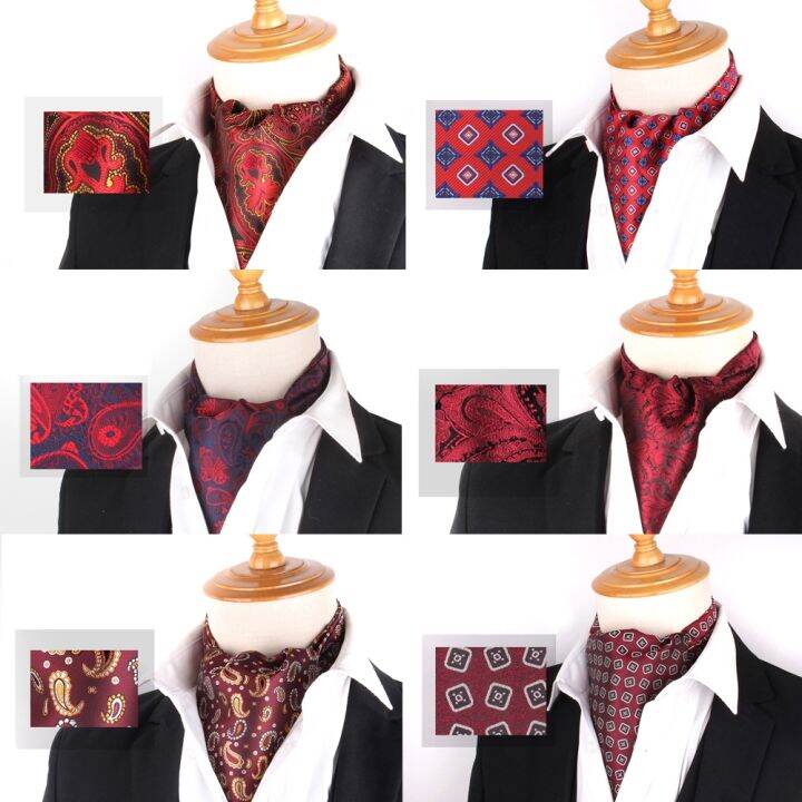 《LUOQI tie》เนคไทเม็ดมะม่วงหิมพานต์สีแดงสำหรับผู้ชายงานแต่งงานแบบเป็นทางการผ้าปูผิวนุ่มทำจาก ...