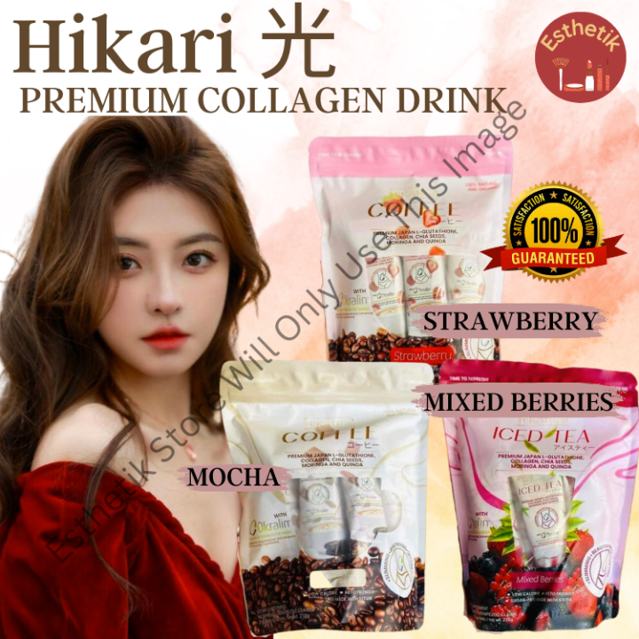 Hikari Coffee Mocha Coffee Strawberry & Mixed Berries Ice Tea Japan Collagen Drink Skin ...