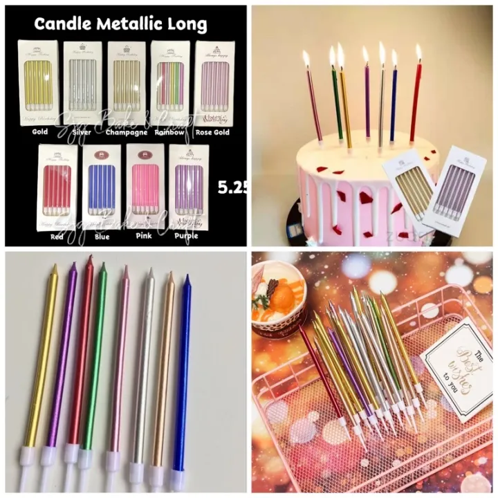 Explosive models metallic long candles 6 pcs birthday wedding ...