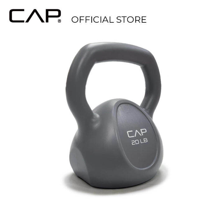 CAP Barbell (20lbs / 9.1KG) Vinyl Kettlebell Green Grey Home Gym ...
